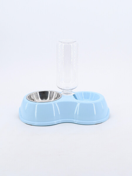 PLATO PARA MASCOTA DOBLE CON BEBEDERO - CELESTE — Guapa - Paprika