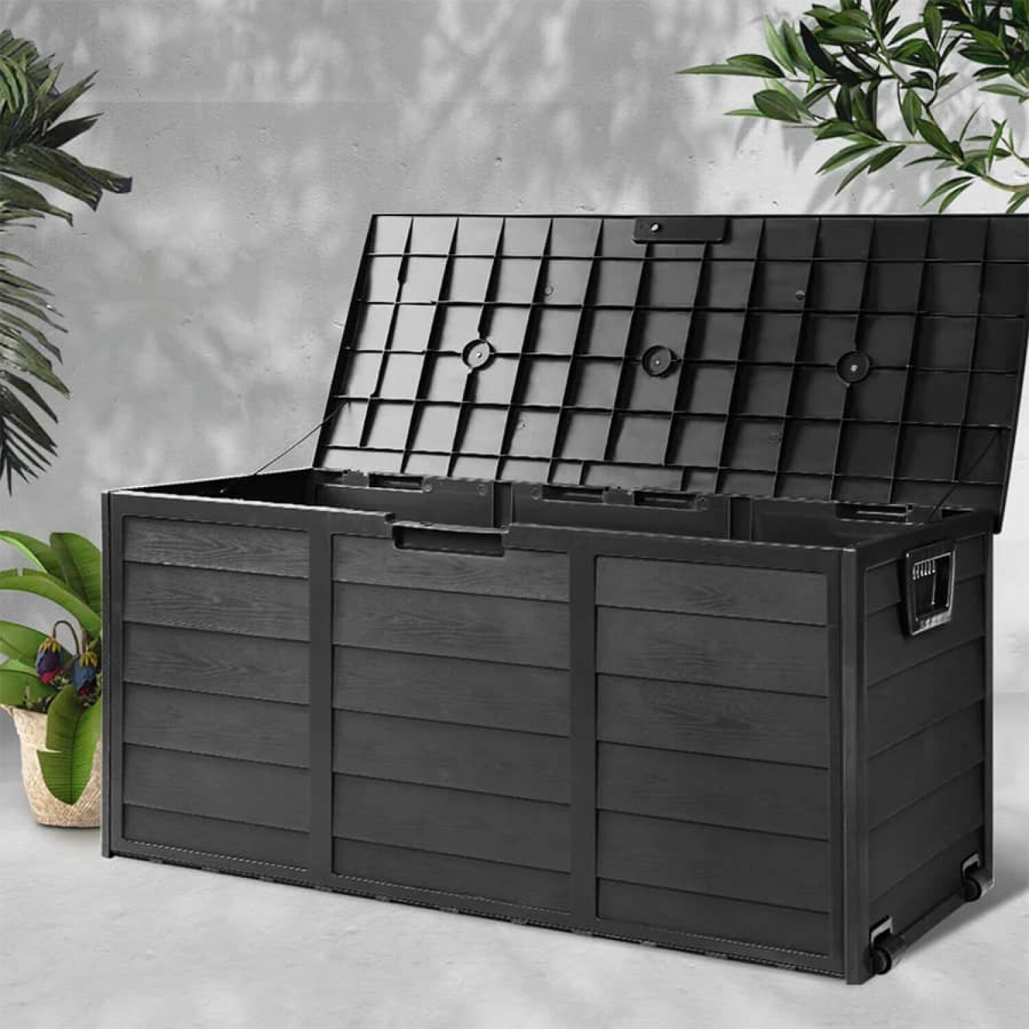 Caja Baúl para Exterior con Ruedas Negro | Búho Store — Buho Store