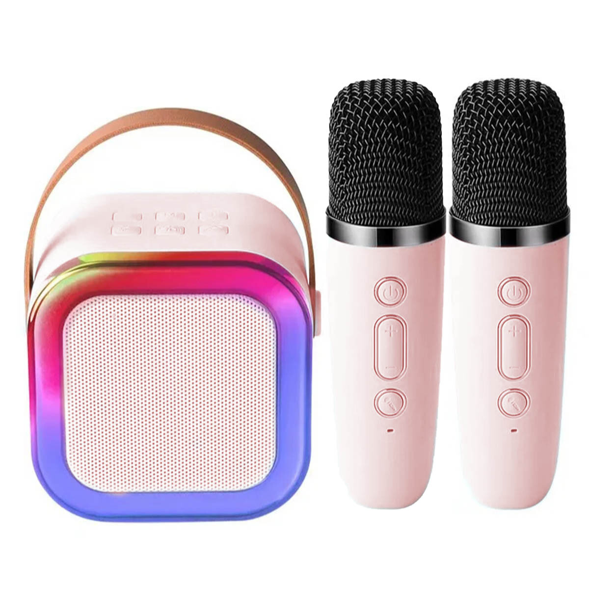 Set Micrófono X2+parlante Karaoke Diversión Infantil - Rosa — El Rey ...