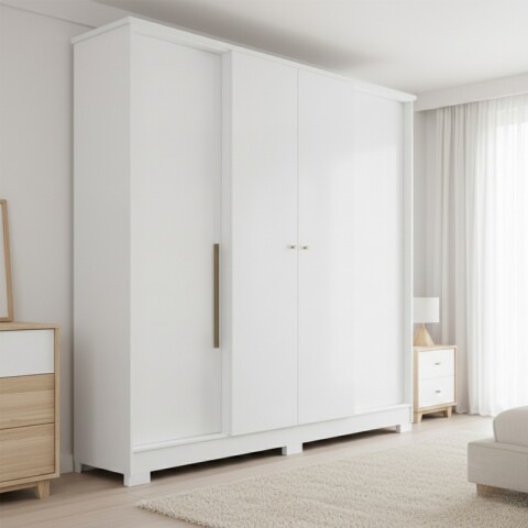 Ropero Armario Monaco 4 Puertas 2 Cajones 1 Perchero y Estantería ...