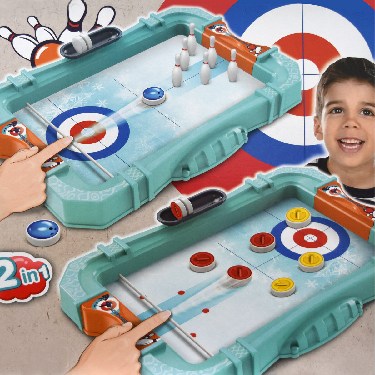 Juego de mesa 2 en 1 Curling y Bowling — El Clon