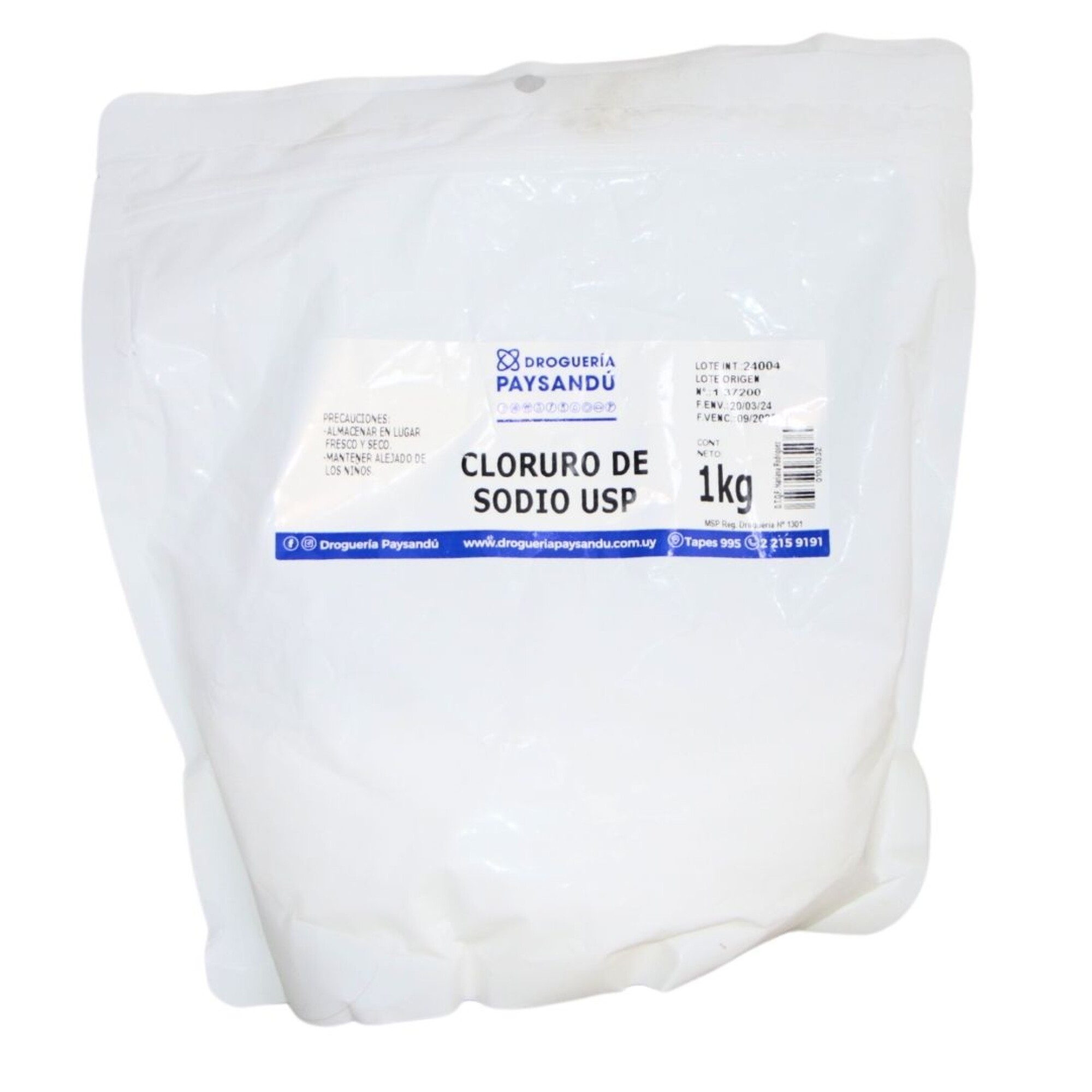 Cloruro de sodio USP - 1 kg — Droguería Paysandú