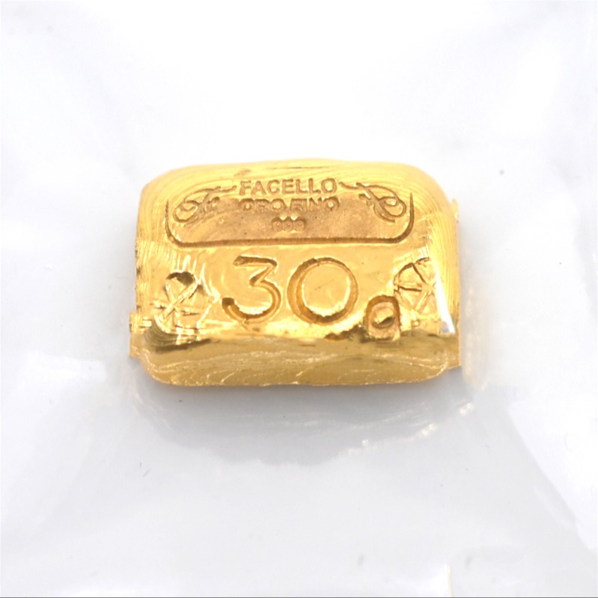 Lingote 30 gr de oro fino 999. Sellado Joyería Facello — Facello Joyeros