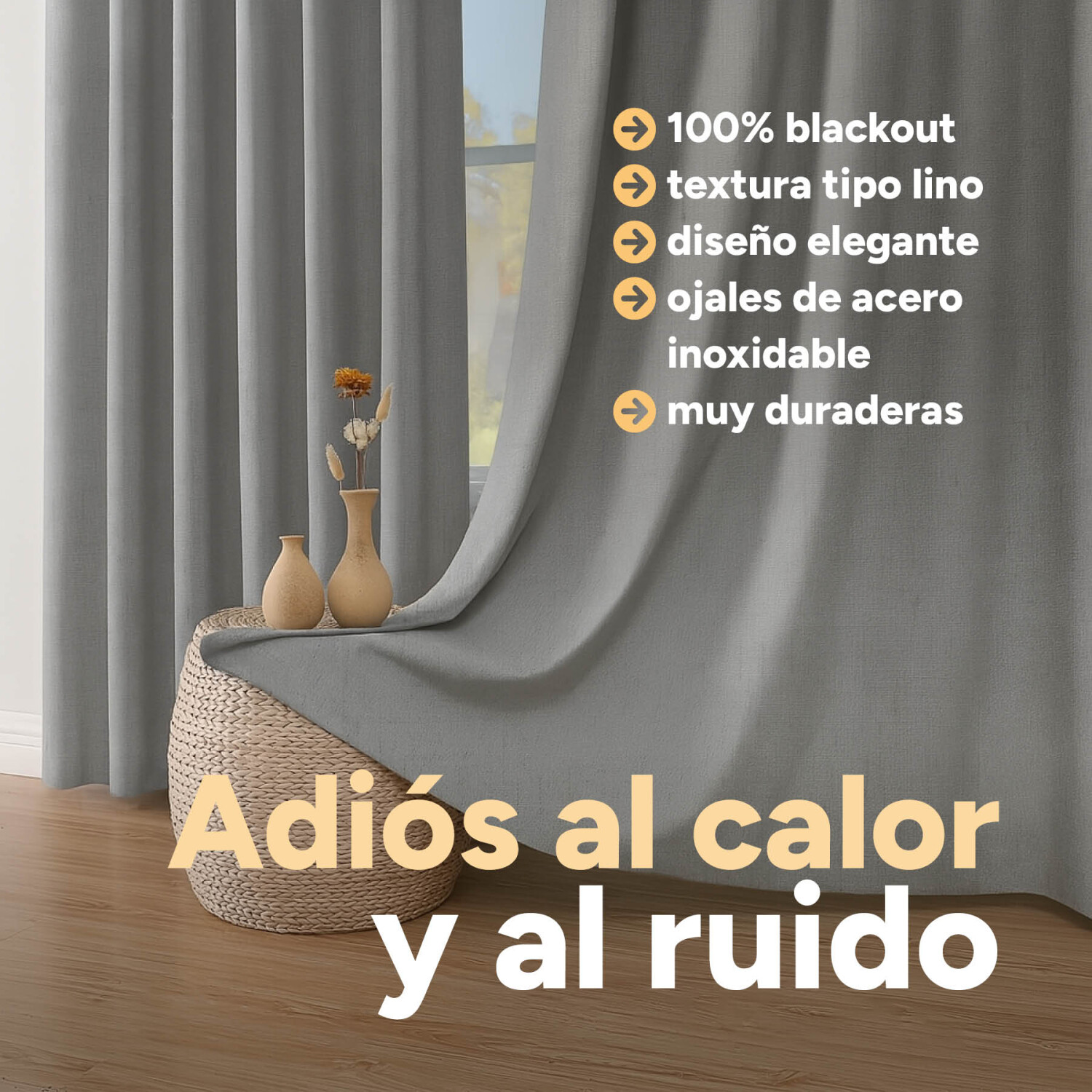 Cortina 80% Blackout 2 Paños 140x220 Textura Lino Doble Faz - Variante ...