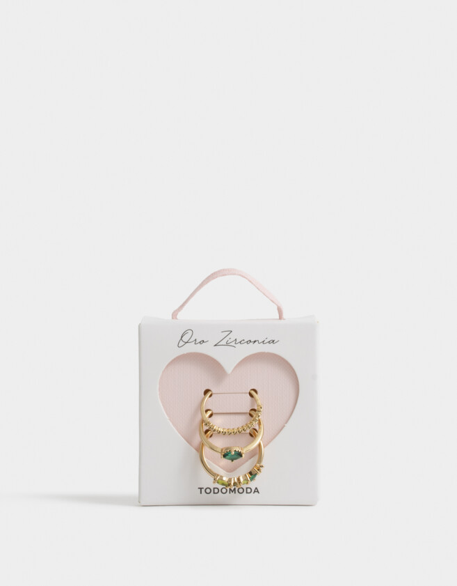 Set De Anillos Oro Zirconia — Todomoda