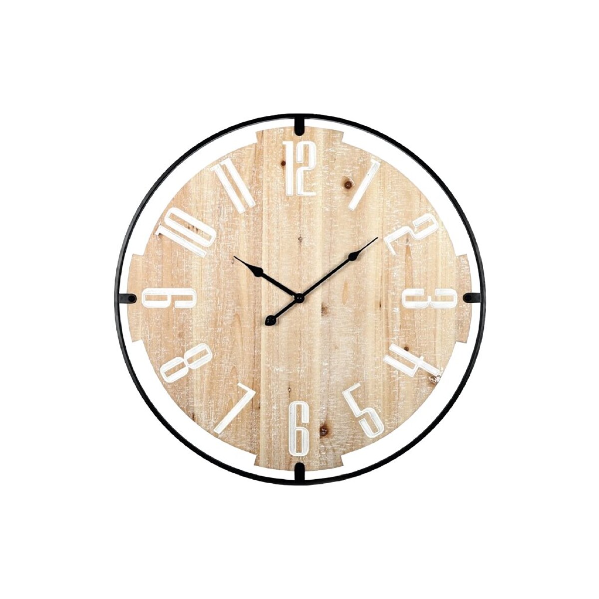 RELOJ DE PARED MDF/HIERRO D60X4CM NUMEROS BLANCOS — Deco Hogar