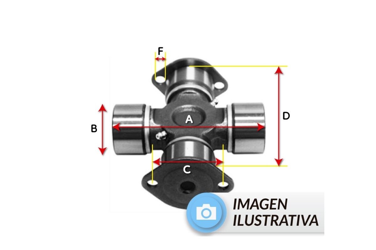 CRUCETA A:194.1mm B:49.2mm C:61.9mm D:191.8mm F:3/8 — Larrique Rulemanes