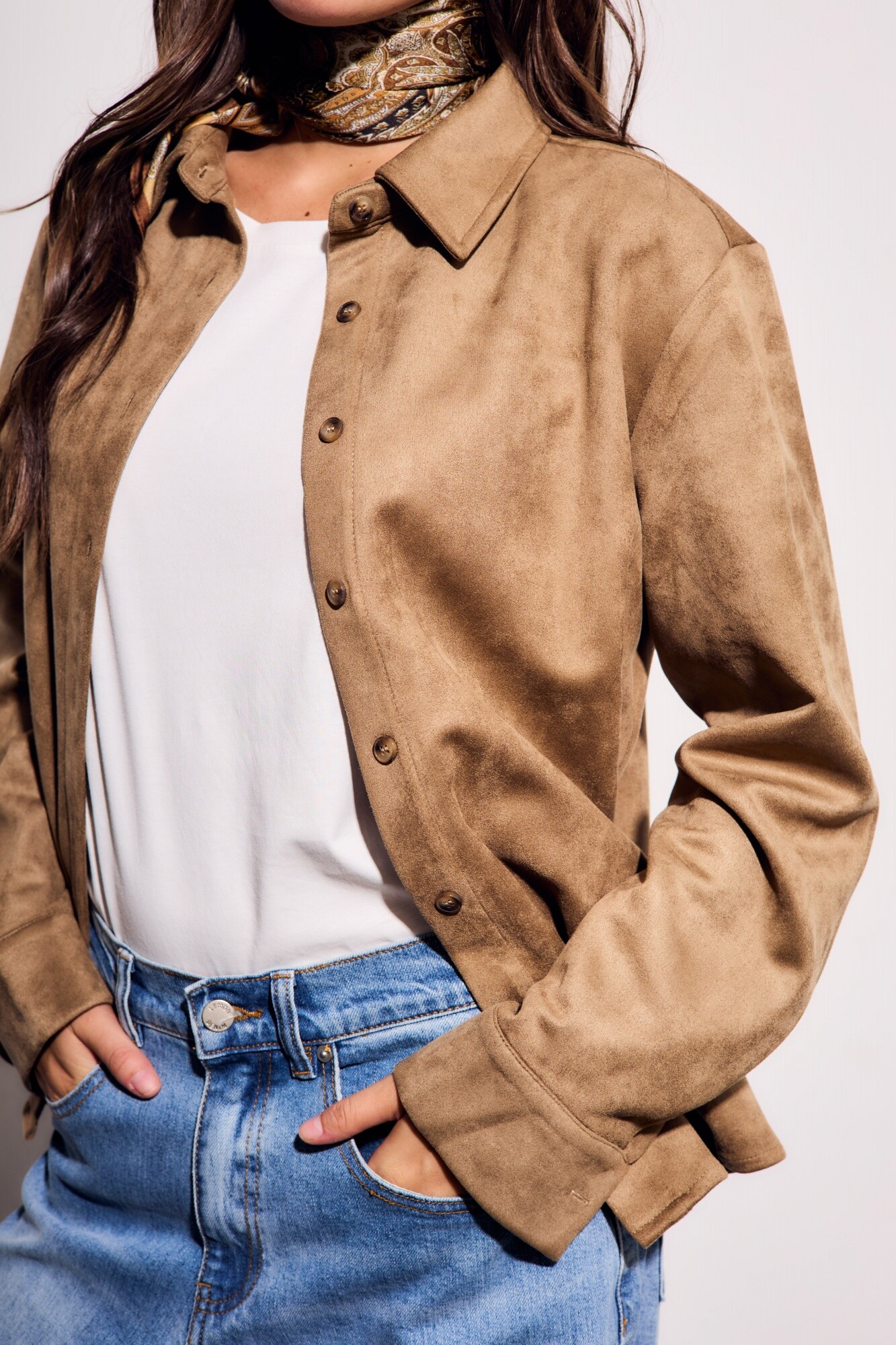 Camisa Gamuza Cuero Vegano - Moca — Lemon