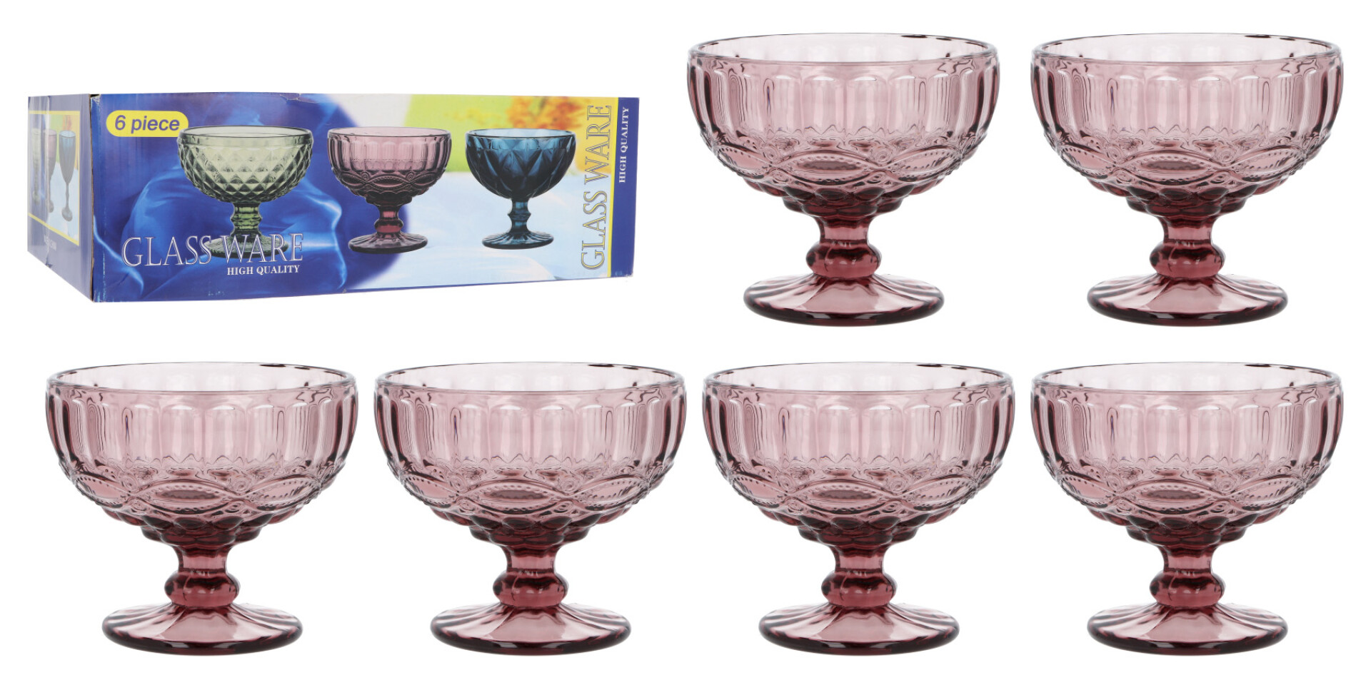 Set de copas para postre labradas — El Clon