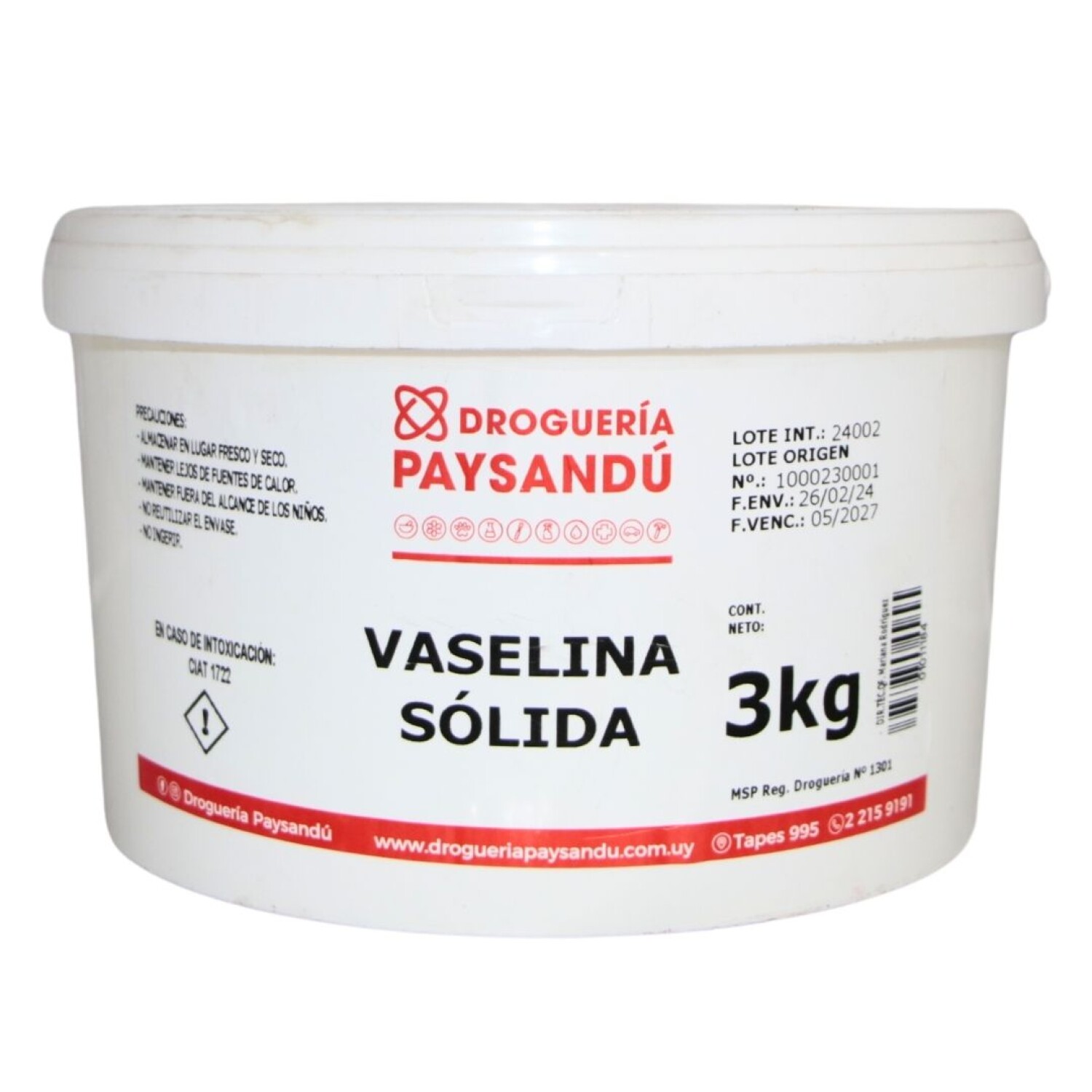 Vaselina Sólida - 3 kg — Droguería Paysandú