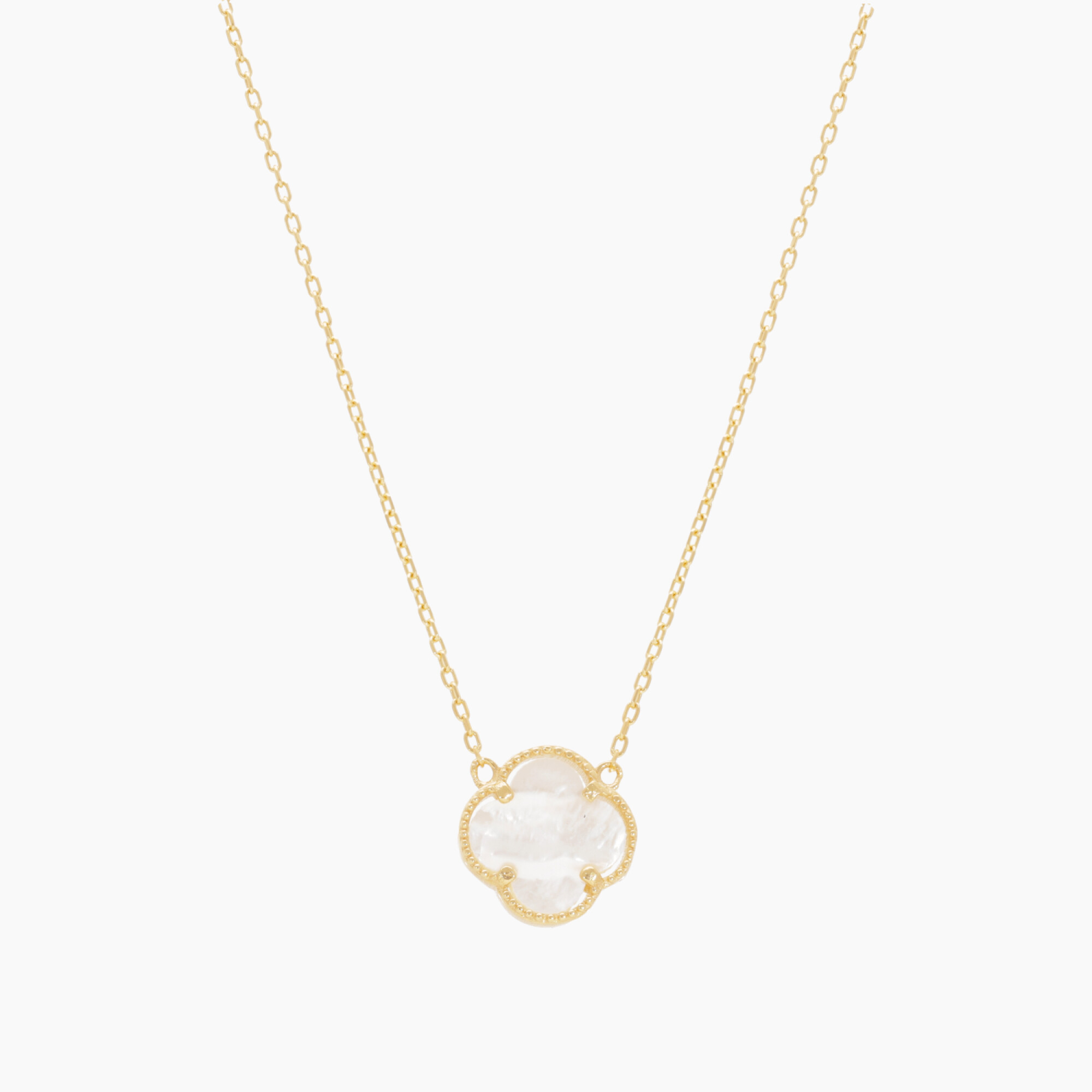 Cadena En Oro 18k Estilo Van Cleef Con Colgante De Nácar — Riviera Joyas