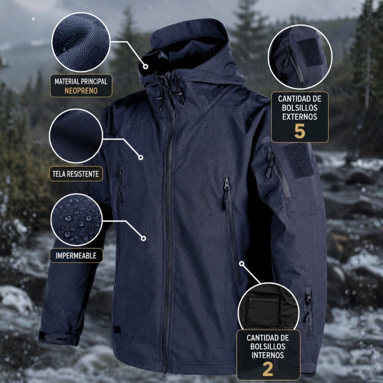 Campera táctica en Neopreno SPECIAL OPS Unisex - Azul — Aventureros