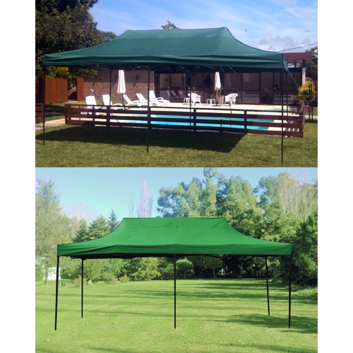 Gazebo autoarmable verde reforzado 6x3 mts Arye — Electroventas