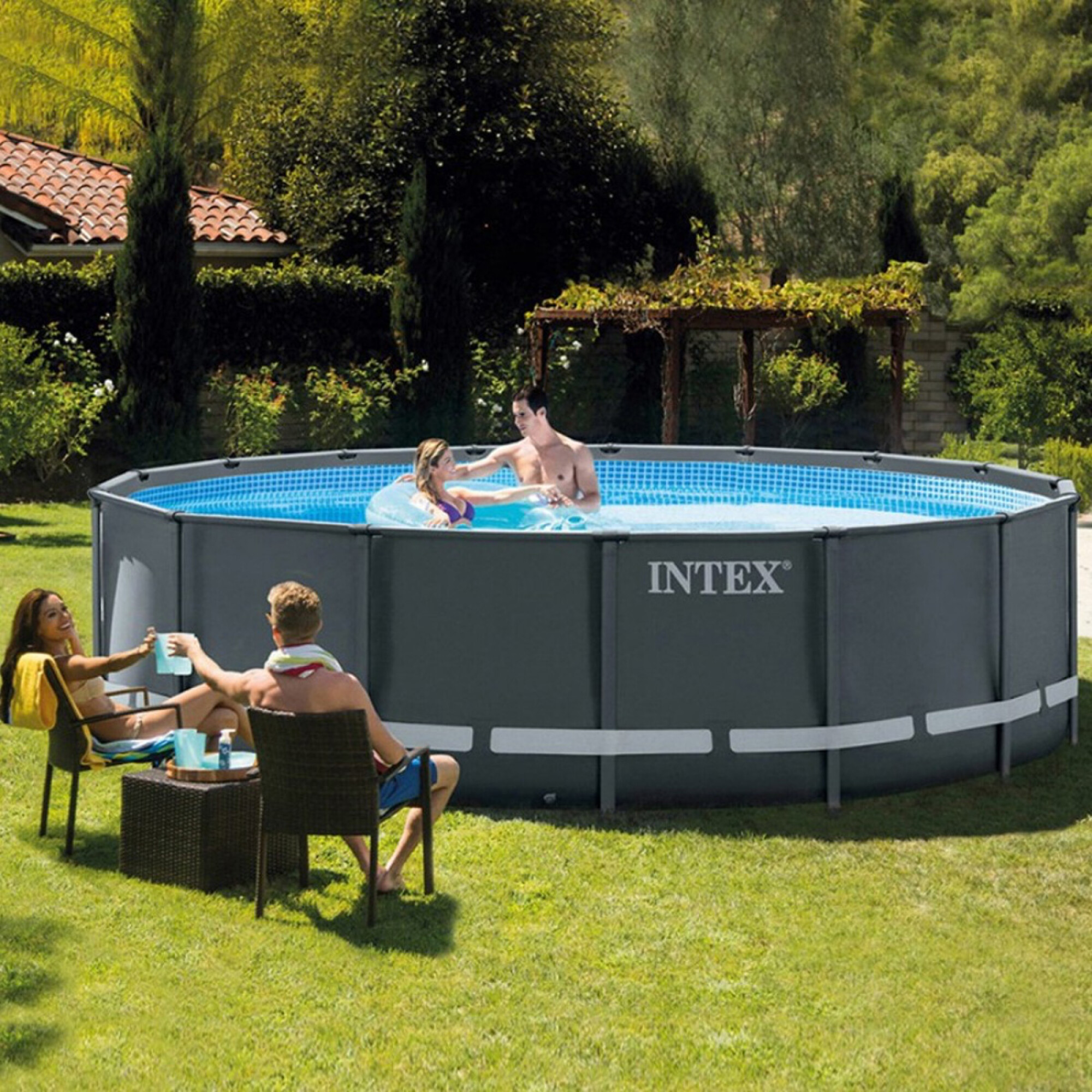 Piscina Estructural Intex 488x122 cm - Gris Oscuro — Tienda Soy Santander