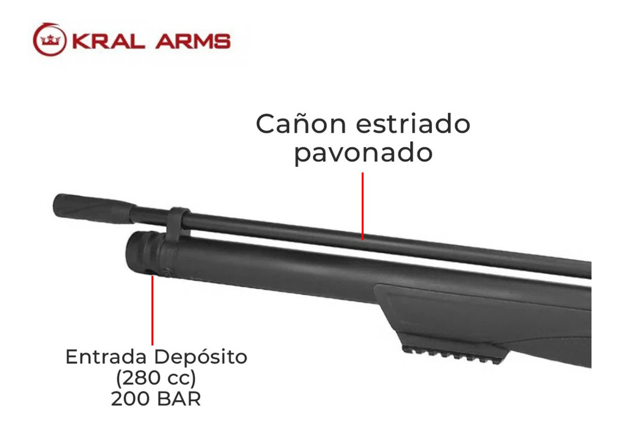 Rifle Chumbera PCP Puncher Nish S Calibre 5,5mm - Kral Arms - Negro ...