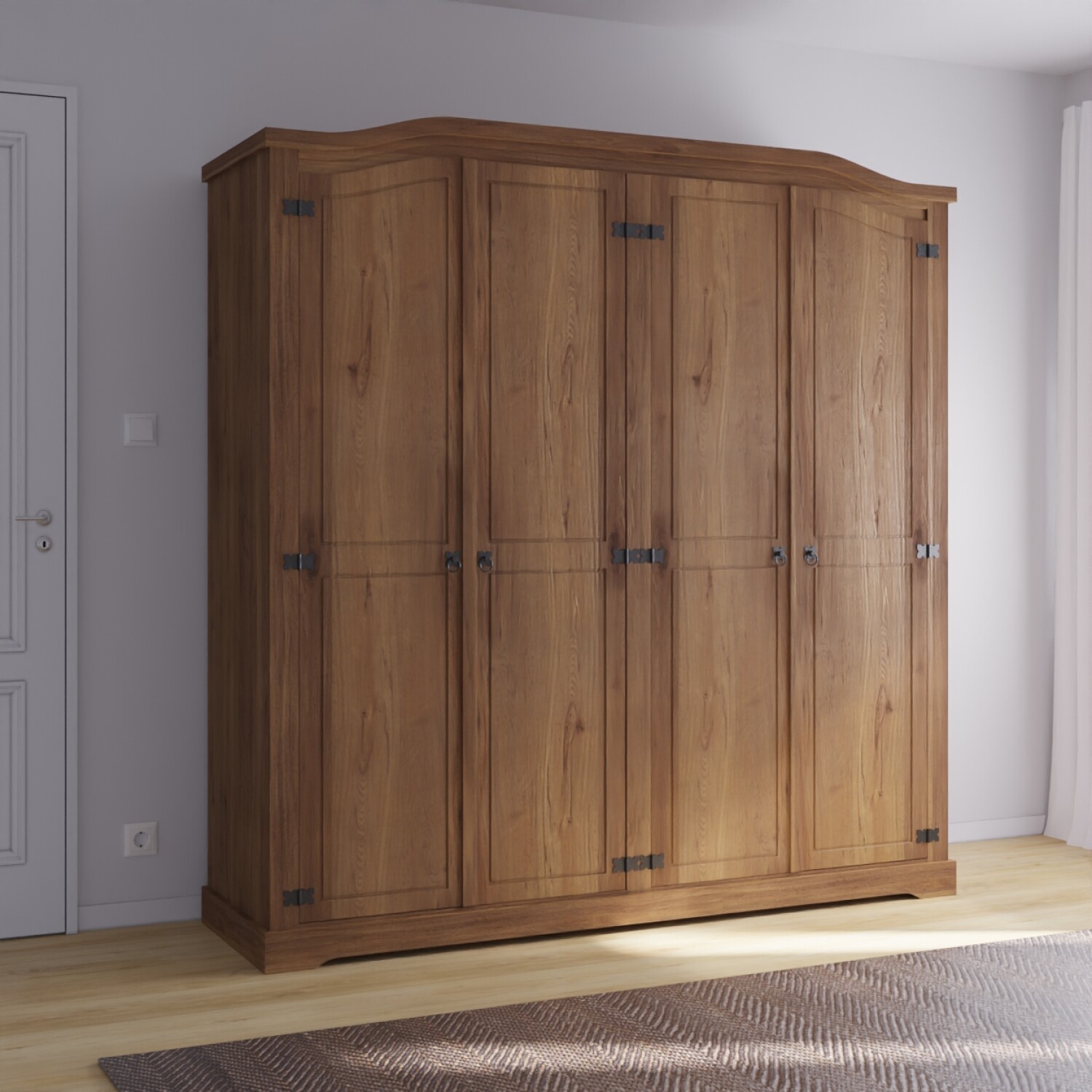 Ropero Curvo 4 Puertas - Linea Mexicana - Nogal — Rustico Hogar