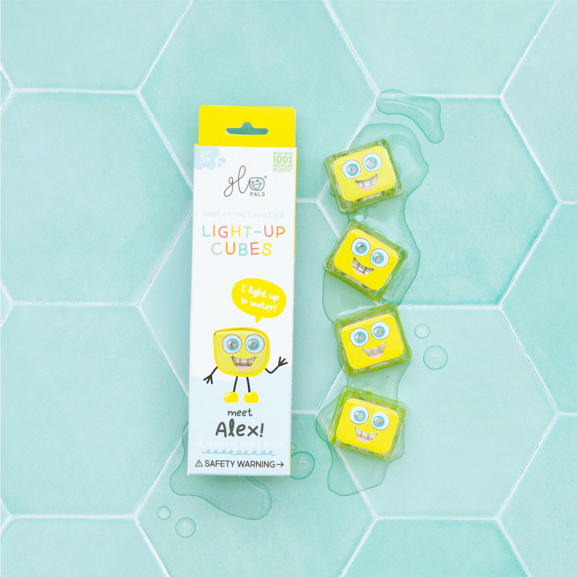 Set 4 cubos Glo Pals iluminados activados por agua - Alex — Muebles Wisly