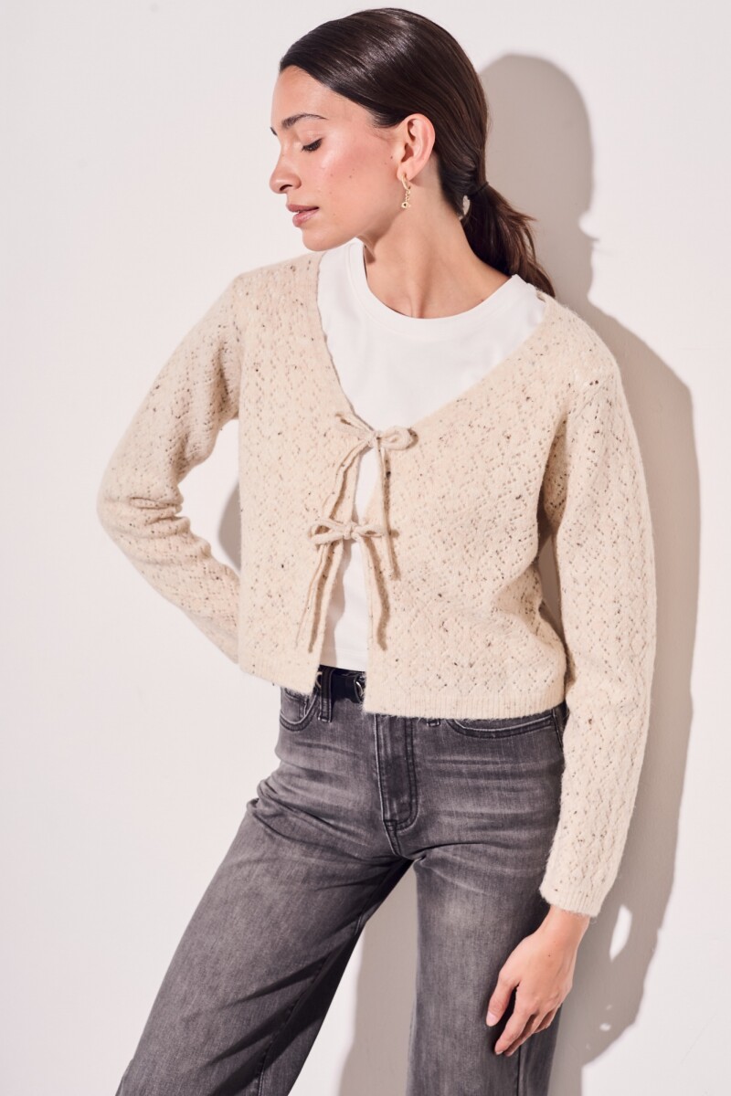 Cardigan Lazos Bouttonne - Beige Melange — Lemon
