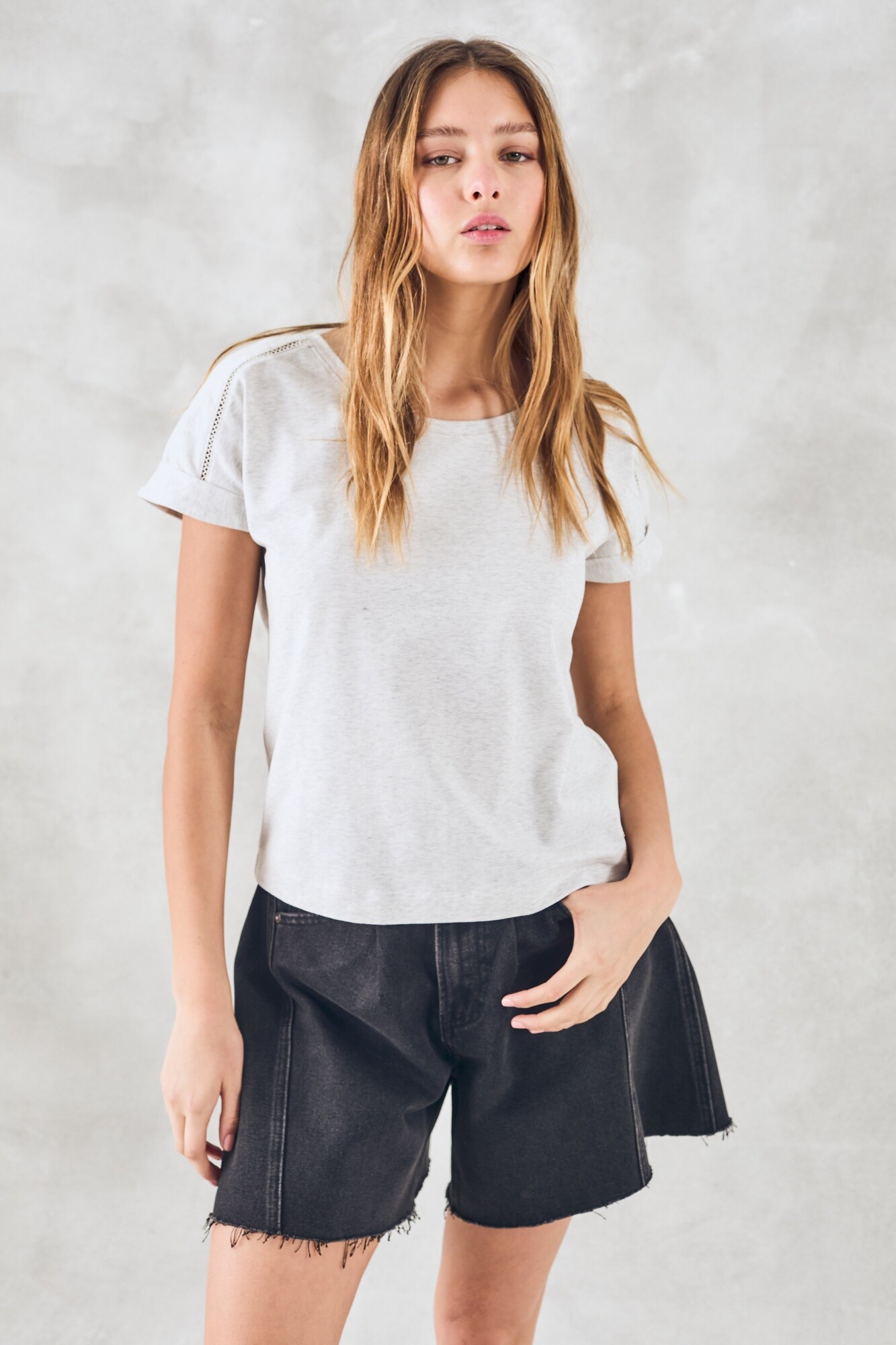 Remera Algodon Elastano - Gris Melange — Lemon