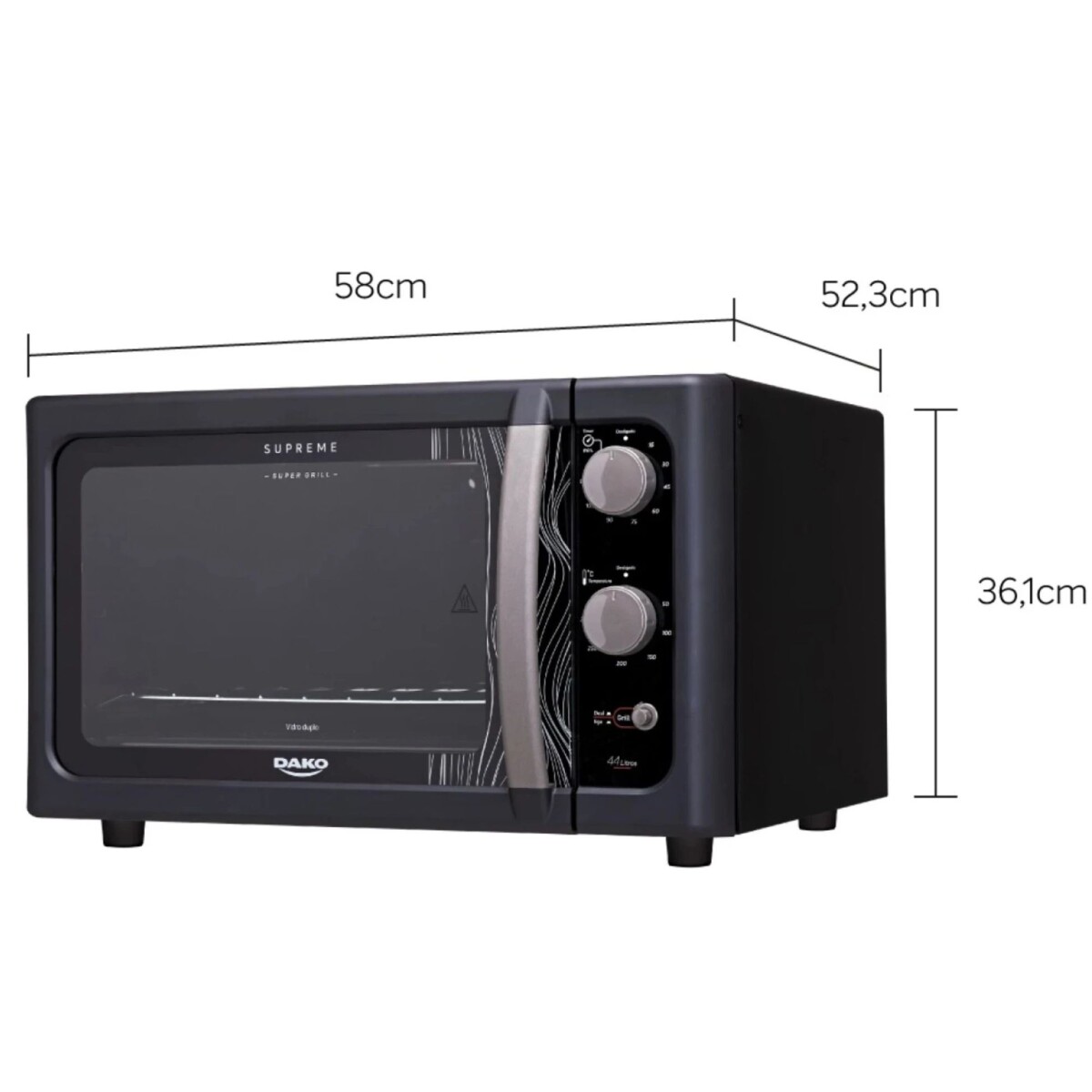 Horno Eléctrico Dako Supreme 44 litros - Negro — Bristol