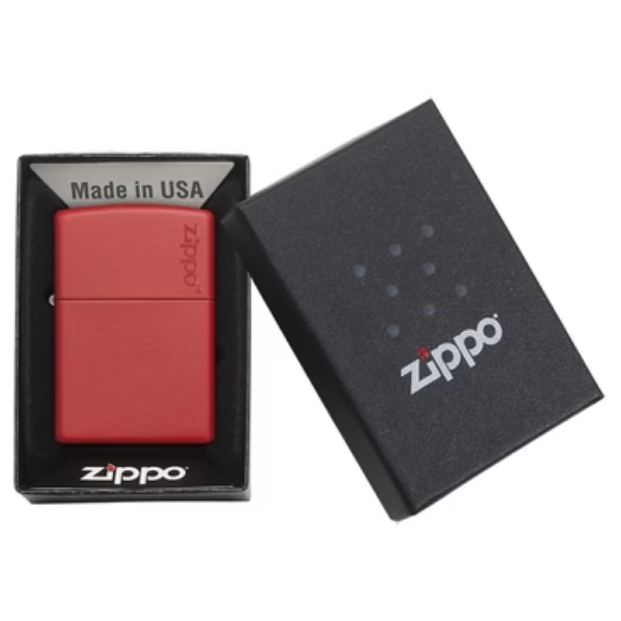 Encendedor Zippo rojo mate con logo - 233ZL — Aventureros