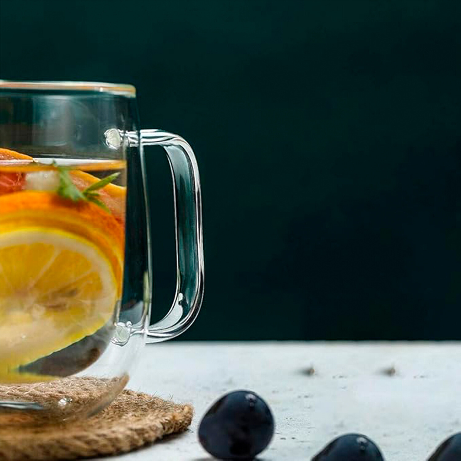 6 Tazas De Vidrio Doble Pared Aislamiento C/ Asa 380ml — Atrix