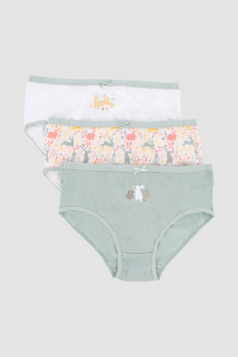 Pack x3 bombachas niña - Celeste antique — SiSi