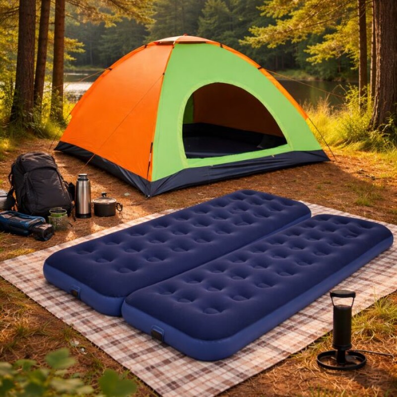 Combo Camping – Carpa 4 Personas +2 Colchónes inflables + Inflador ...