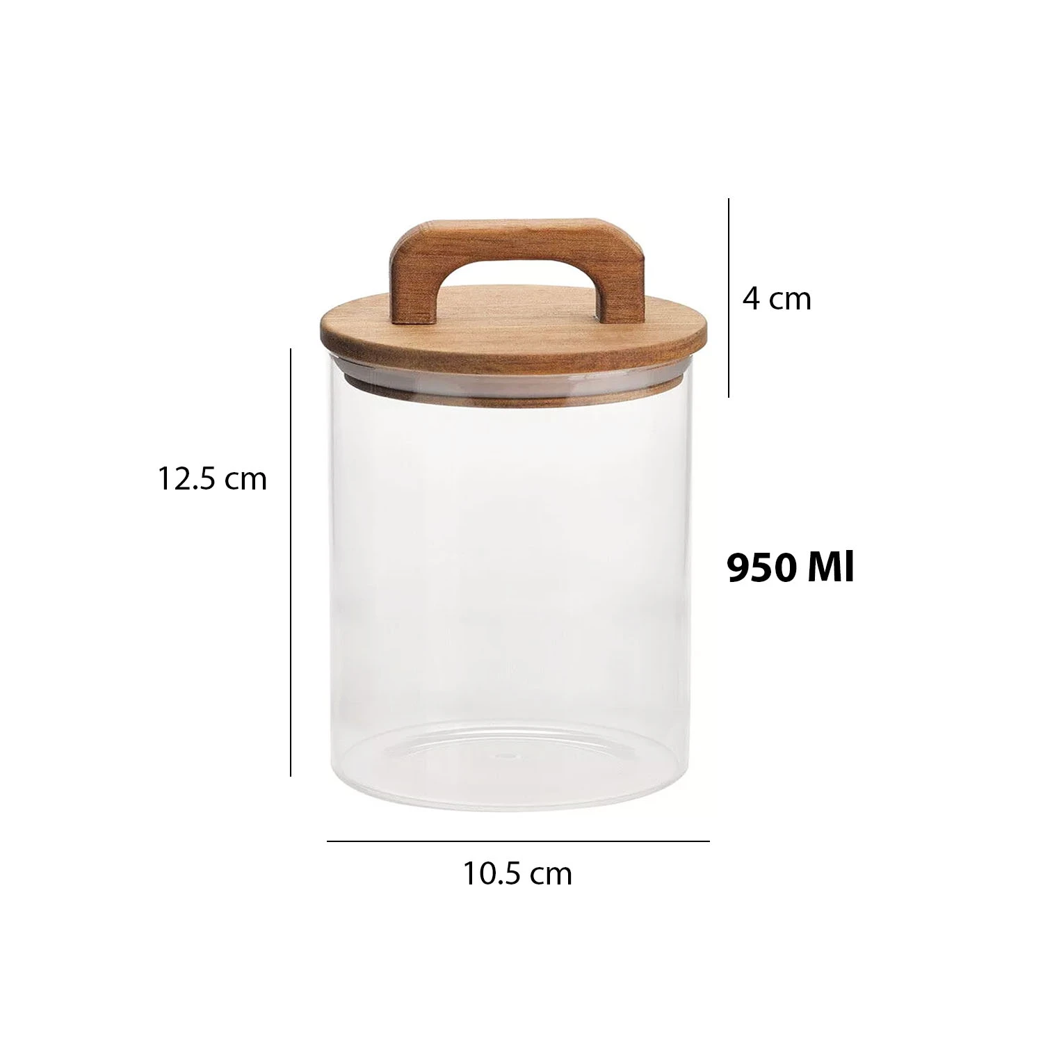 Frasco Tarro Recipiente en Vidrio y Tapa Madera c/ Asa 950Ml ...