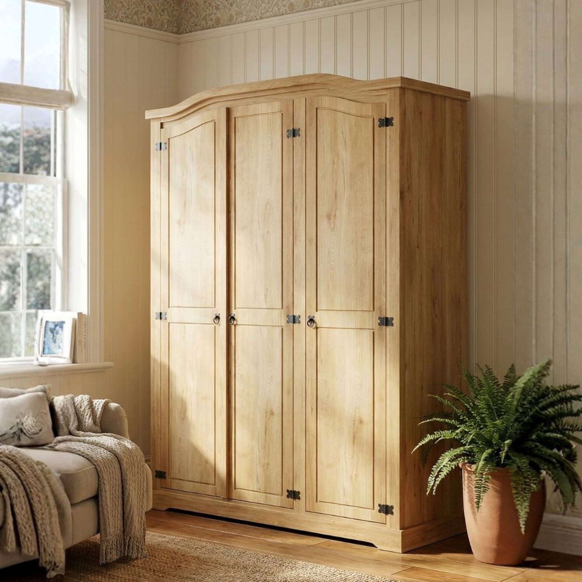 Ropero Curvo 4 Puertas - Linea Mexicana - Natural — Rustico Hogar