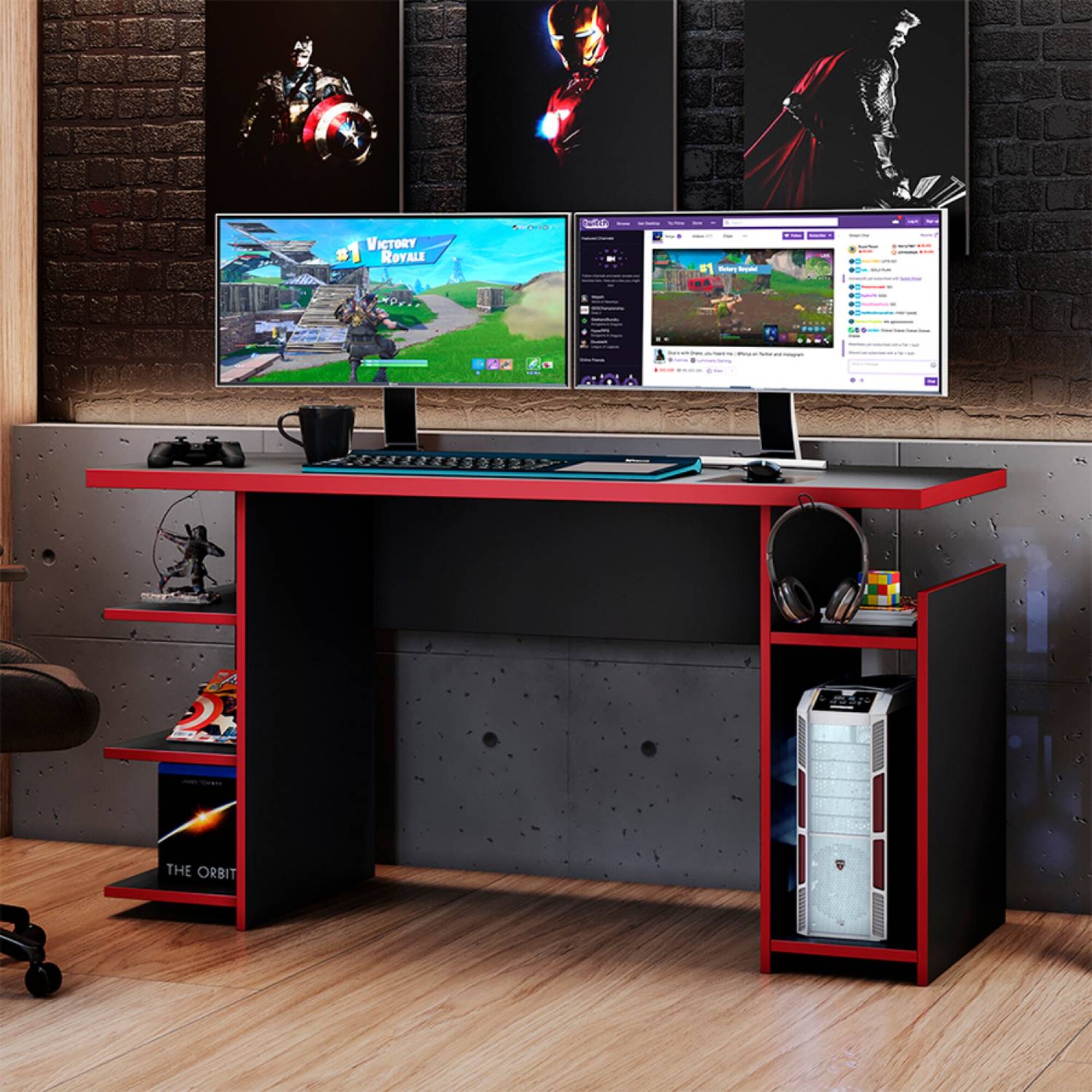 Mesa Gamer NT2065 Notavel Negro | Rojo — Bristol
