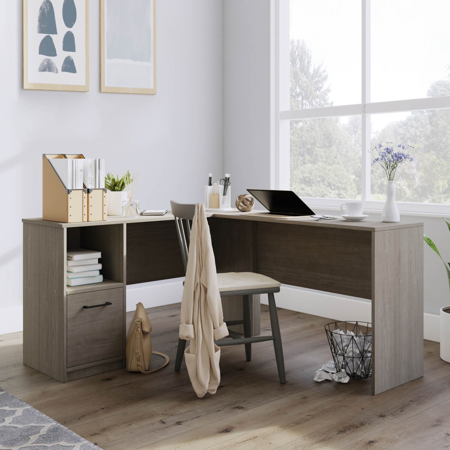 Escritorio en L con cajón - Sauder - Linea Beginnings — Rustico Hogar