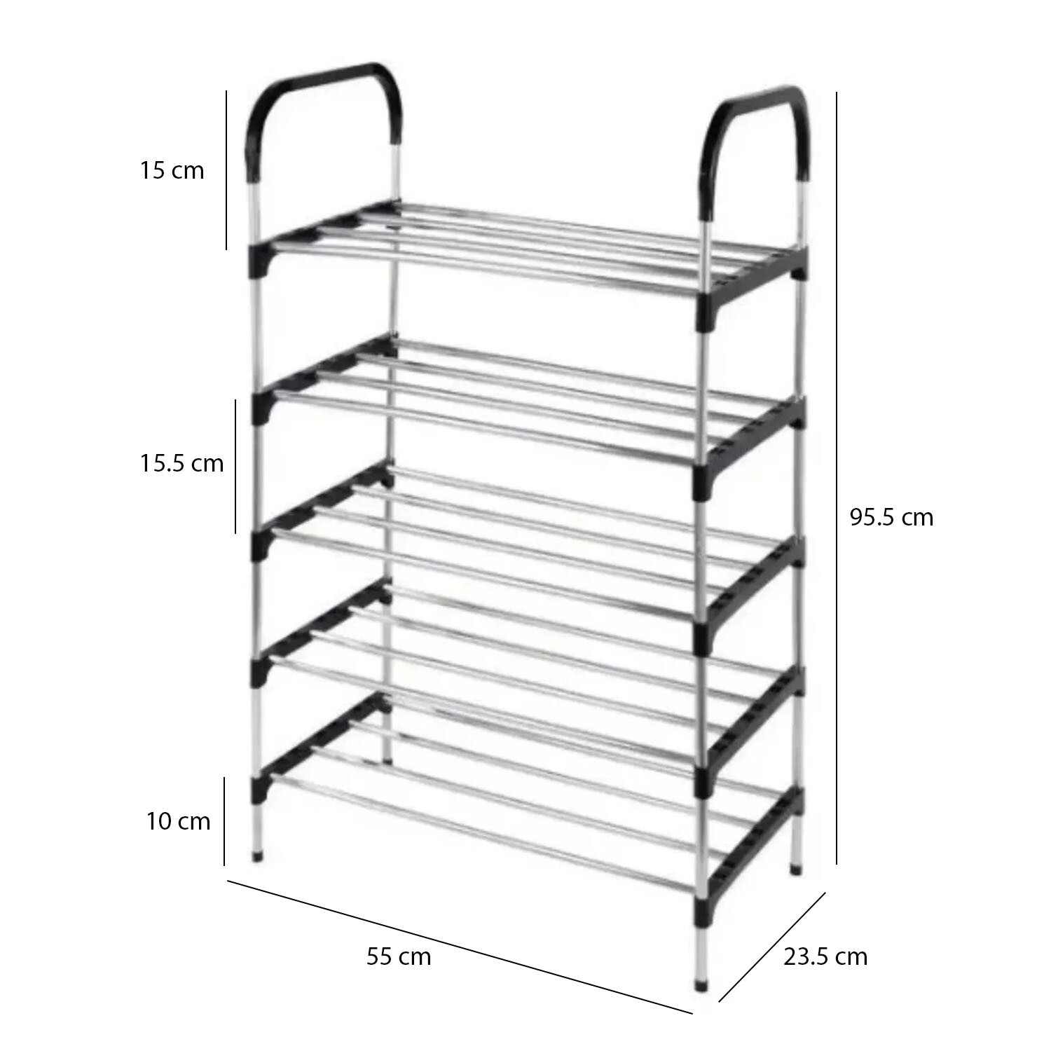 Zapatera Rack Organizador Zapatos Botas 5 Estantes Ajustable - Plata ...