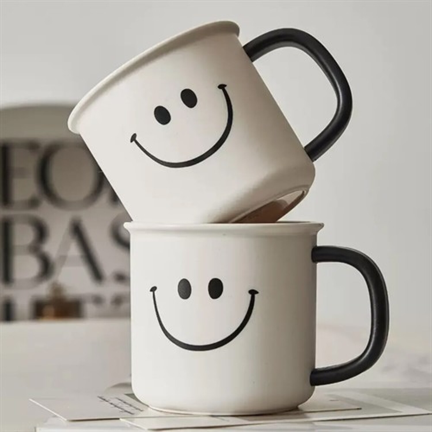 Taza Vaso con asa smile - Blanco — Mis Petates