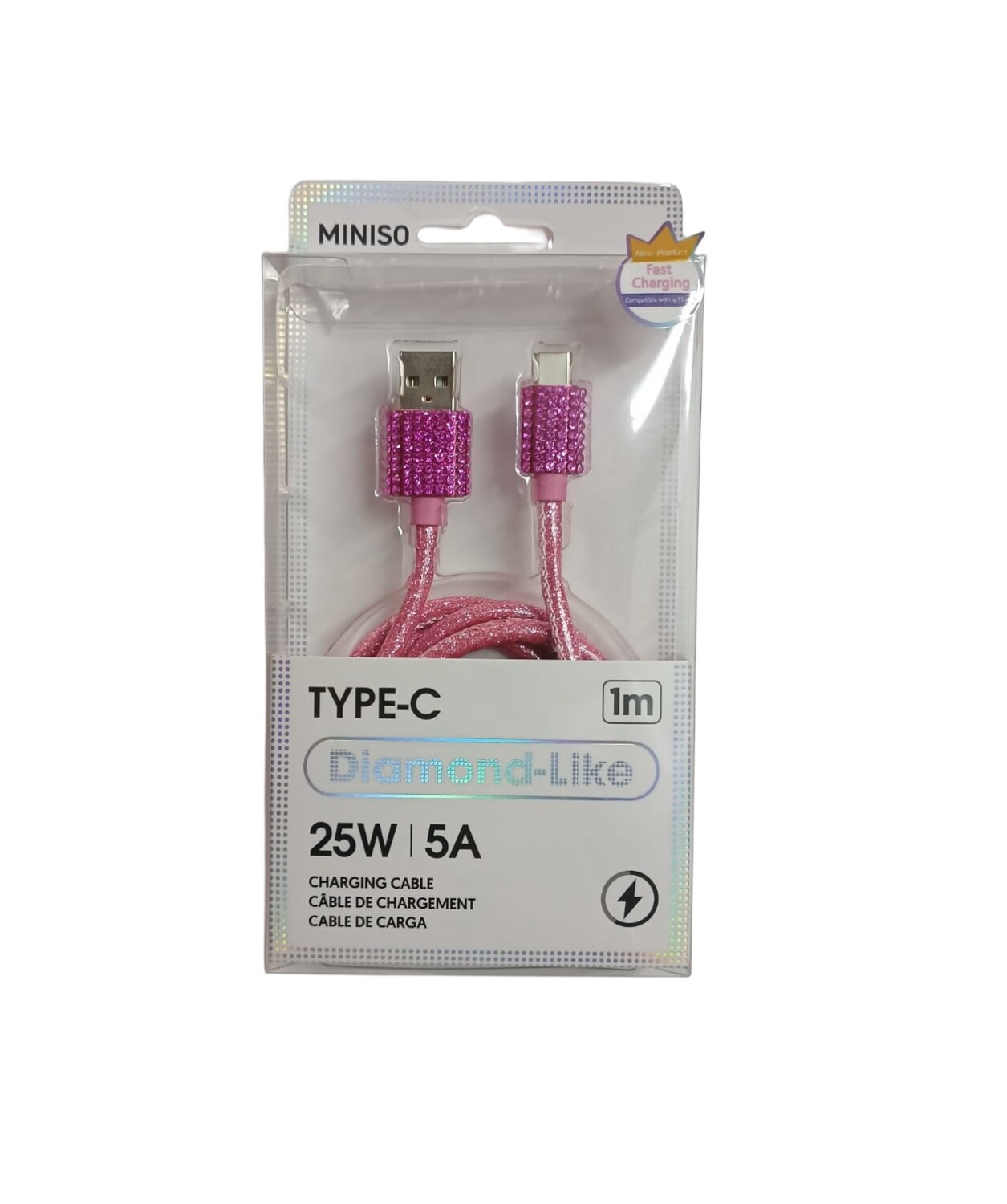 Cable diamante Tipo-C - rosa — Miniso Uruguay