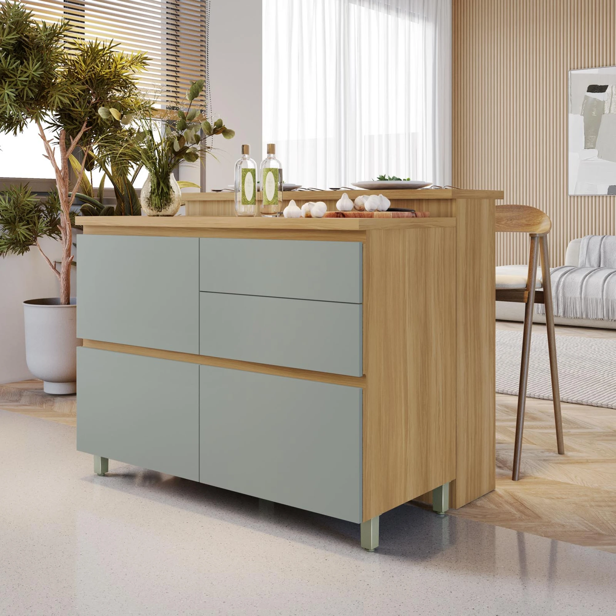 Barra/isla 120 Cm Mdf Natural-beige Suecia — Divino