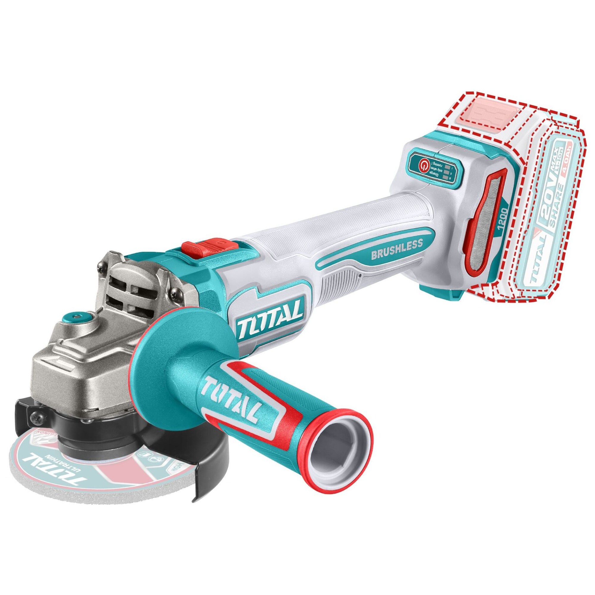 Amoladora Angular 4.1/2" Inalámbrica A Batería 20v - Sin Carbones ...