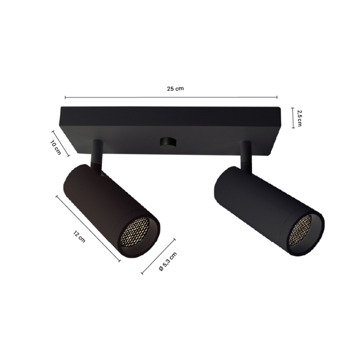 Luminaria de Adosar Long Leticia Doble Orientable Negra — Serlux