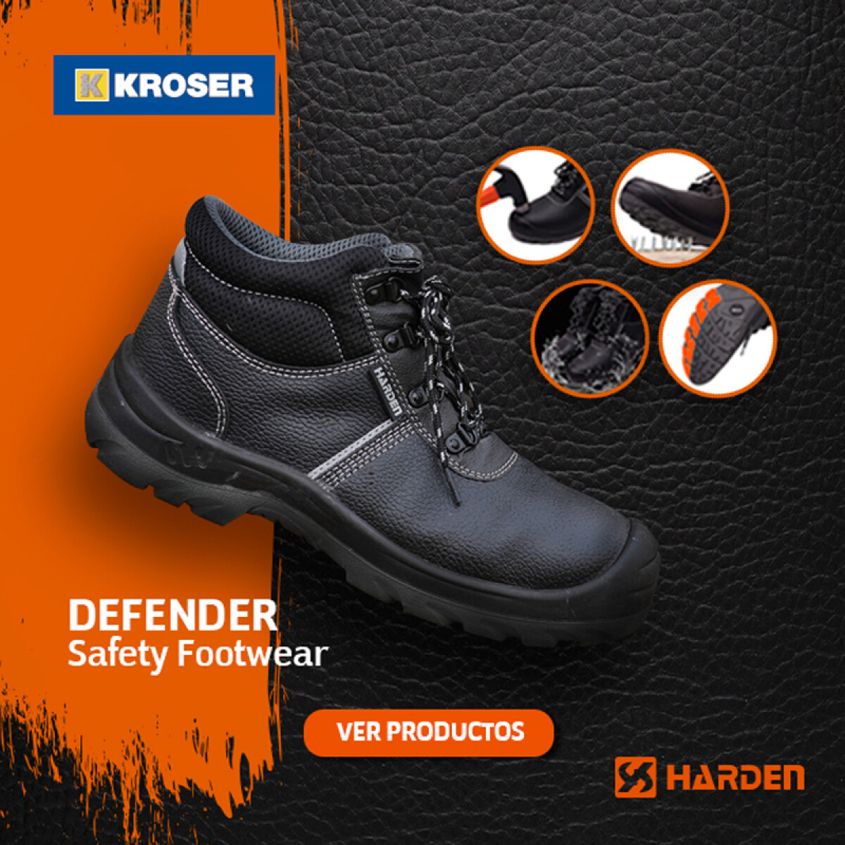 BOTIN PUNTA DE ACERO NEGRO TALLE 41 HARDEN ++ - N/a — Kroser