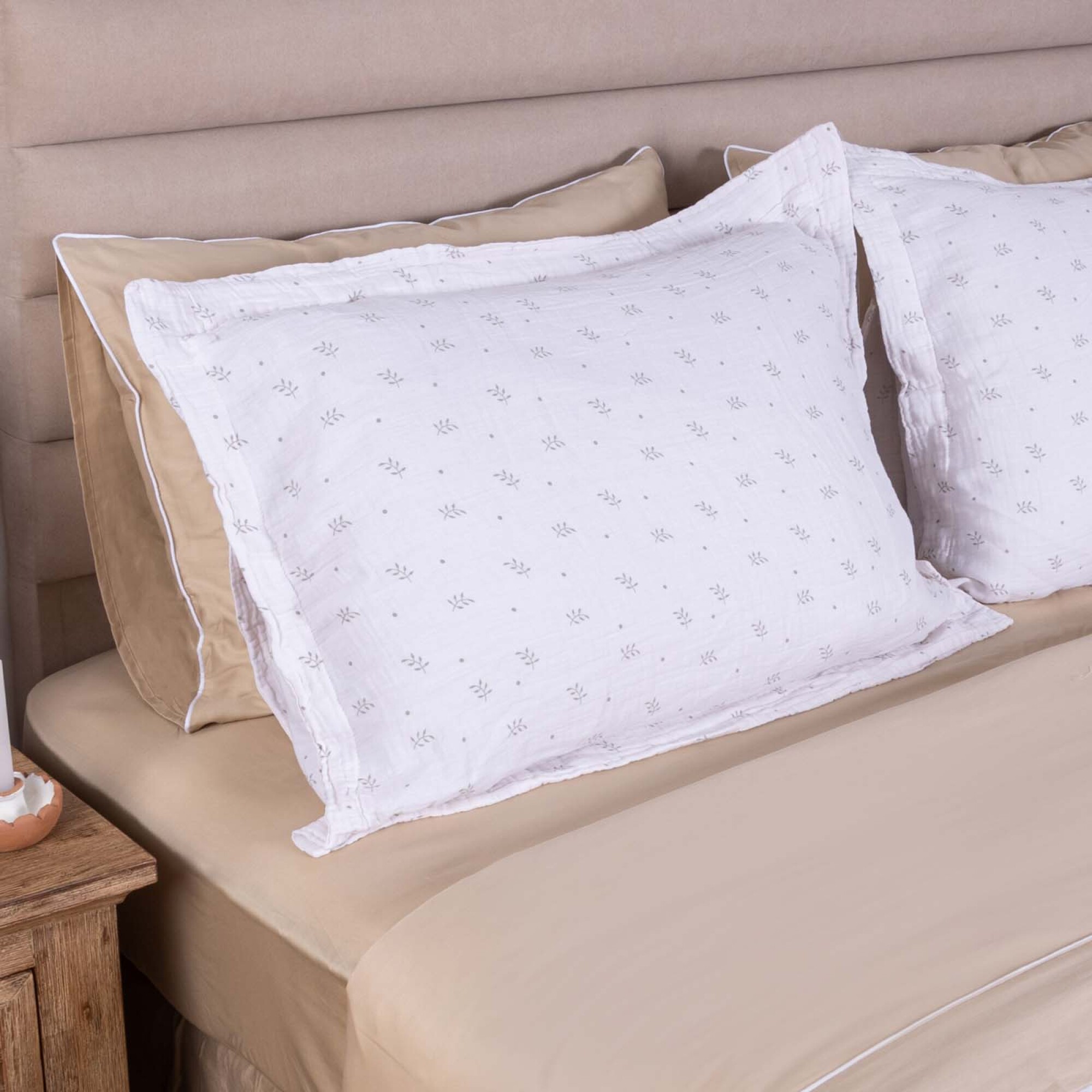 Set Fda Nórdica 1 Plaza Algodon Verde Green Leaf Verde Blanco — Divino