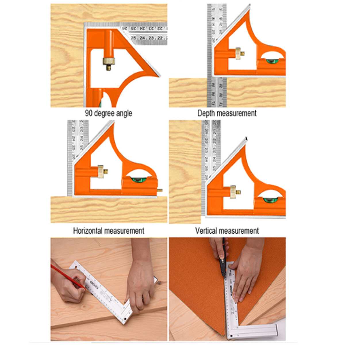JUEGO ESCUADRA 300 MM Y REGLA CON NIVEL 250 MM HARDEN ++ - N/a — Kroser