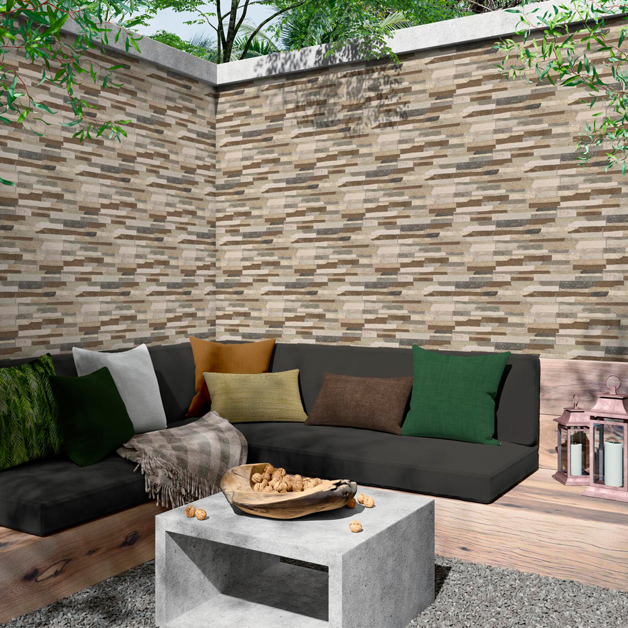 Ceramica Tipo Piedra Beige Marron Mate 31X54Cm Pared — Acher Cerámicas