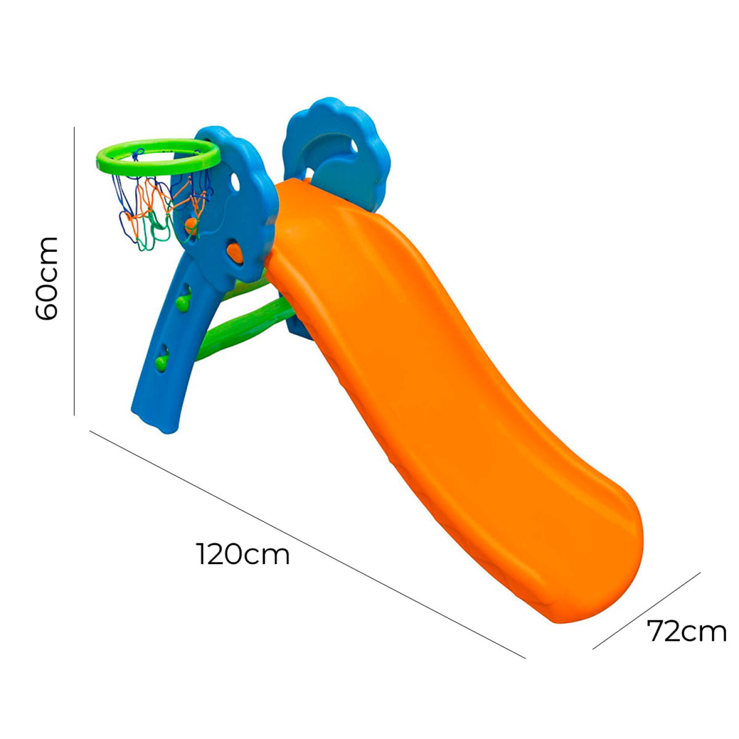 Tobogán Infantil Plástico Mediano P/niño + Aro Basket - Celeste con ...