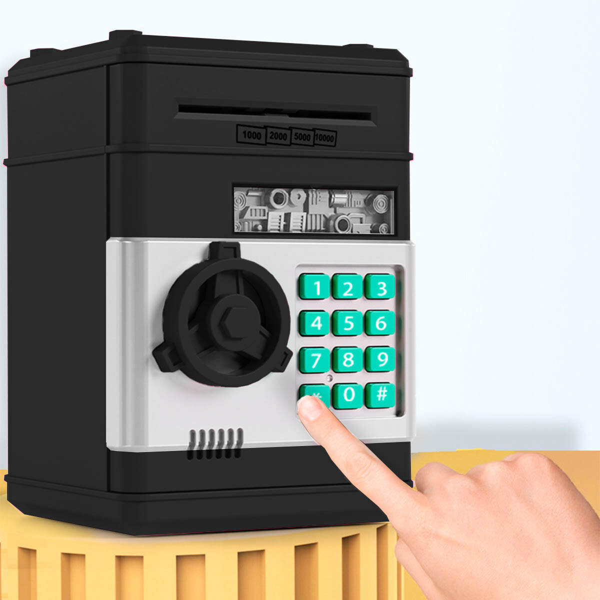 Alcancía Infantil Caja Fuerte Juguete Con Sonido - Negro — El Rey del ...