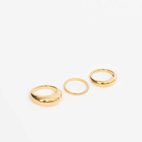 Set De Anillos De Acero - Dorado — Tienda Soy Santander