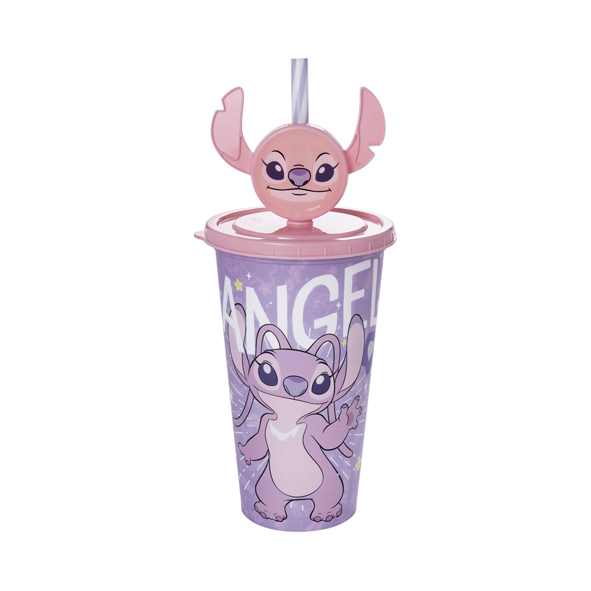 Vaso Plástico Milk Shake con Pin y Pajita Stitch Angel 500 ml — Cartoons