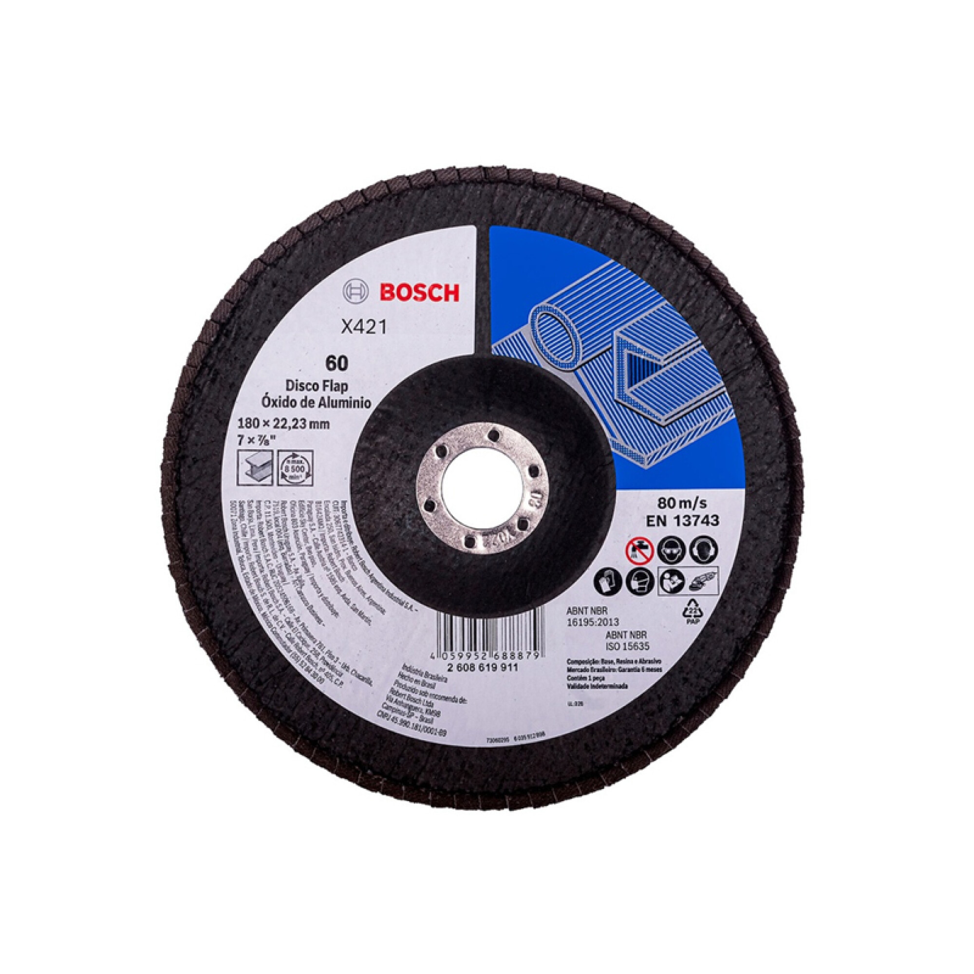 Disco Flap láminas p/lijar metal G60 Ø180mm X421 - BS3314 — Fivisa