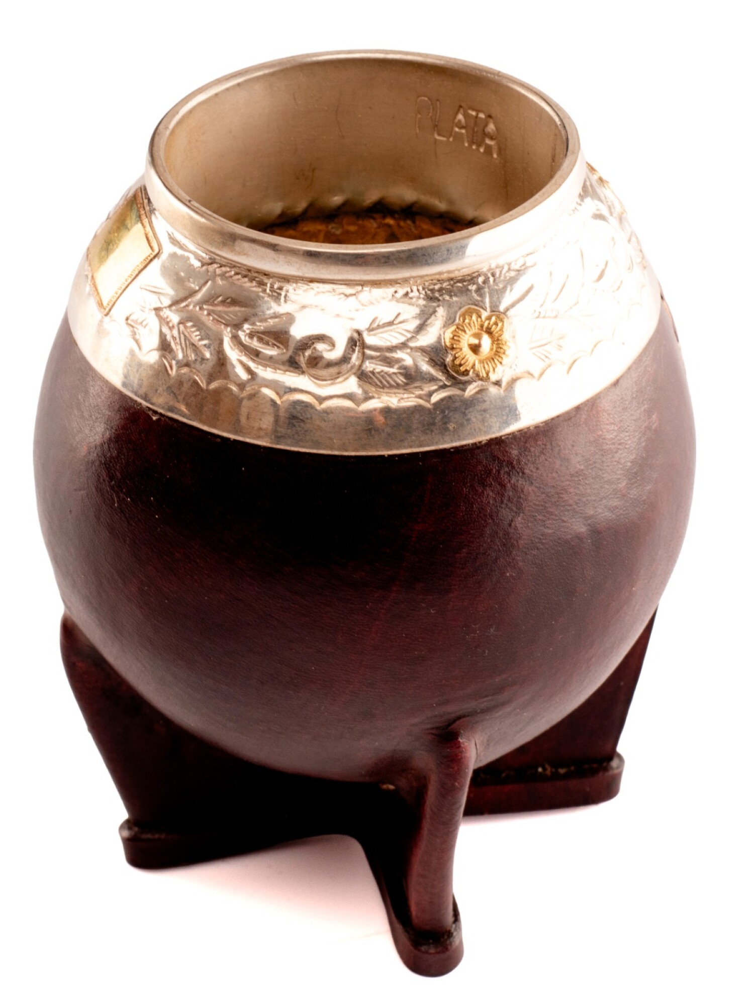 Mate porongo Plata y Oro - M18 — Bagual