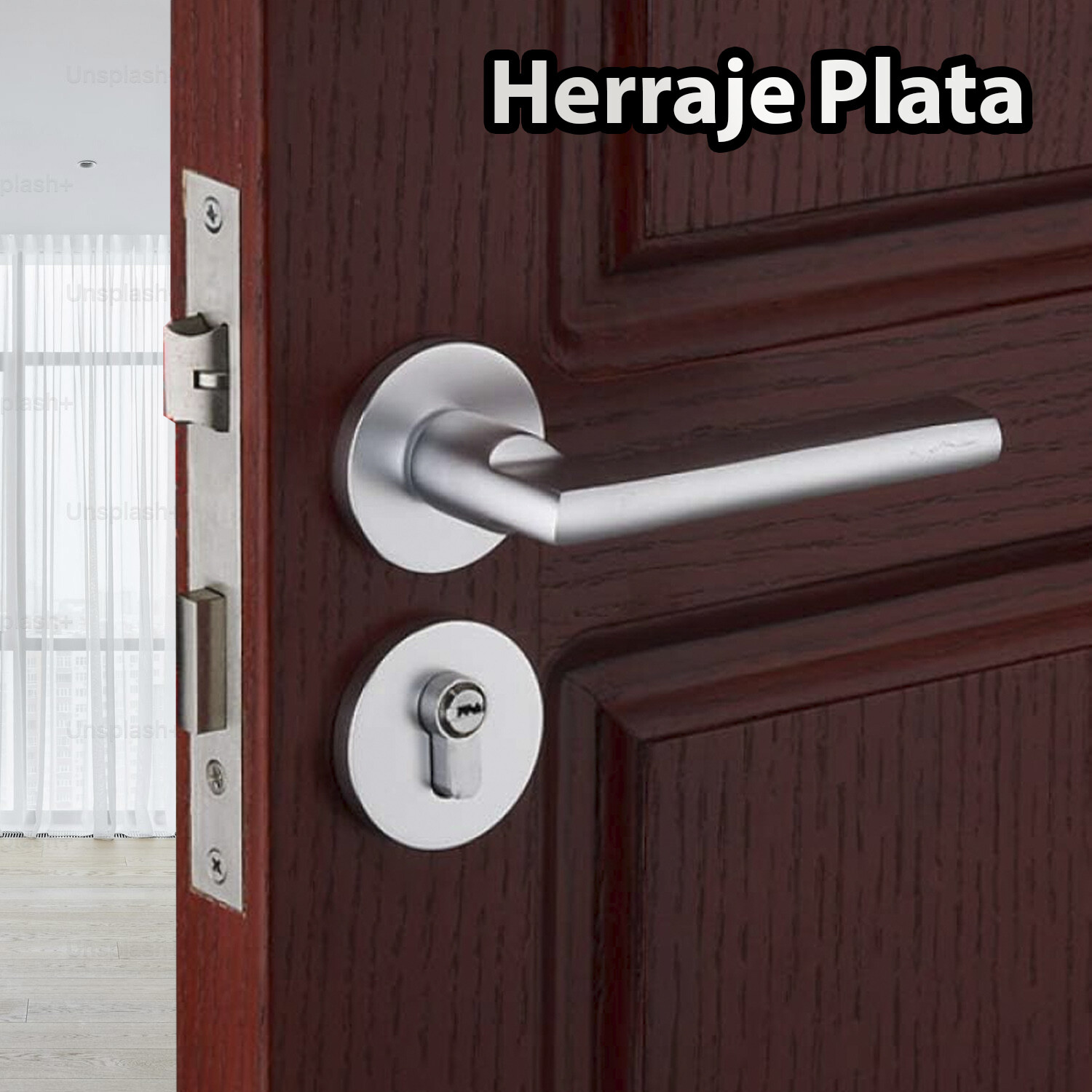 Puerta Interior en MDF con Marco y Cerradura Lumax - Marrón Teak Lisa ...