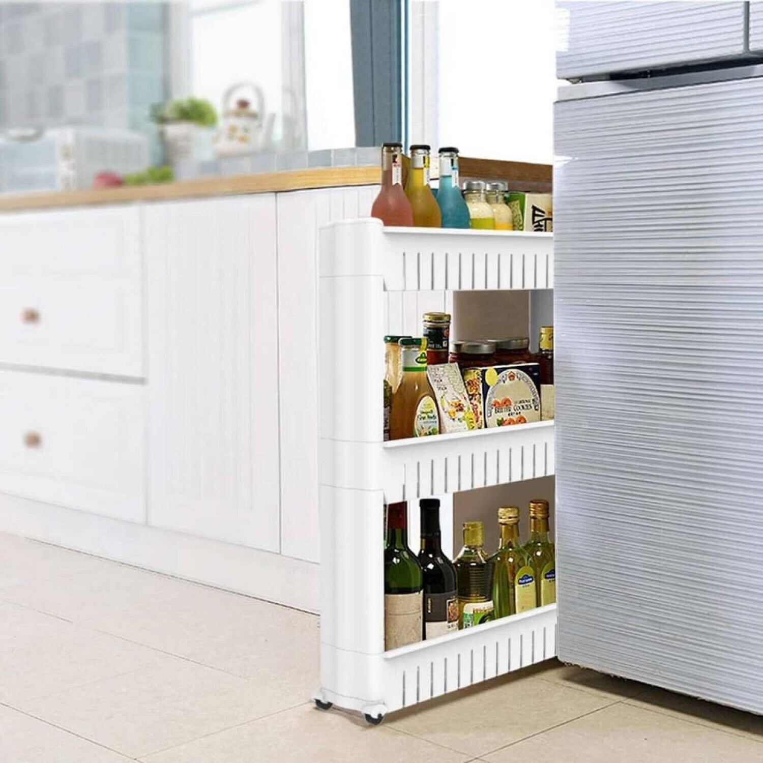 Org. Espacios Reducido Blanco Plástico Rack-3layer — Divino
